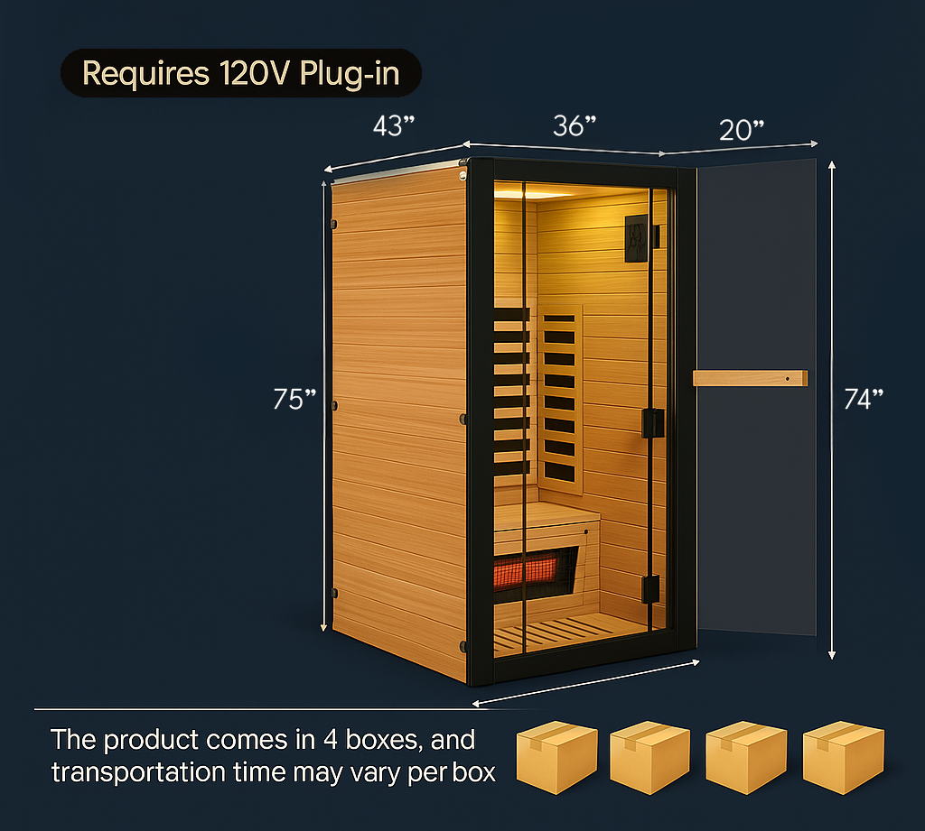 Relaxe Caldera™ Full Spectrum Infrared Sauna With Red Light Therapy Pa